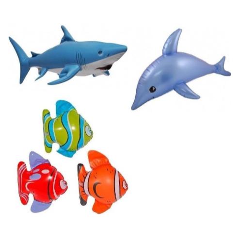 Opblaasbare vissen met een dolfijn en een haai | Opblaasspul.nl